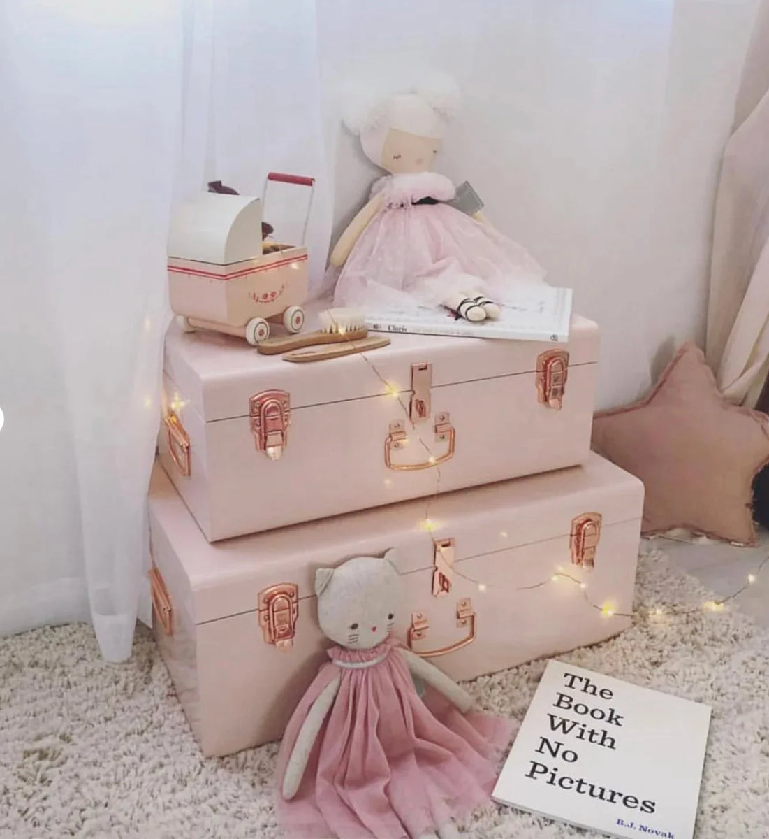 PINK METAL STORAGE TRUNK- ROSE GOLD HARDWARE – Sweet Beginnings